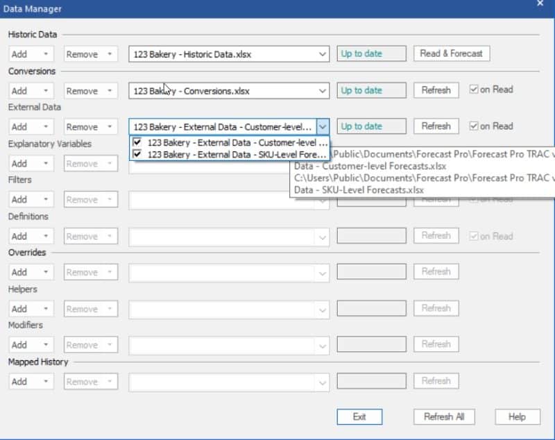 Using the Data Manager - Forecast Pro