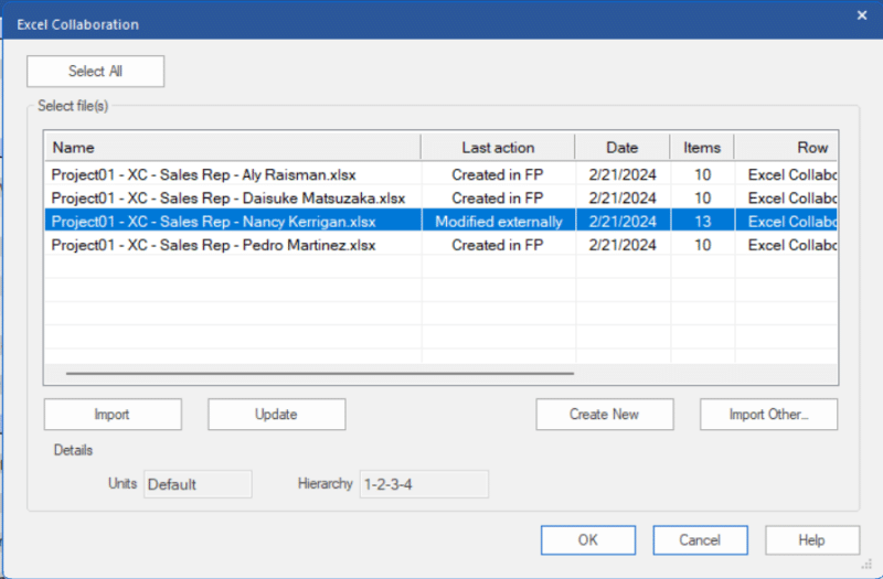 Updating Collaboration Sheets - Forecast Pro
