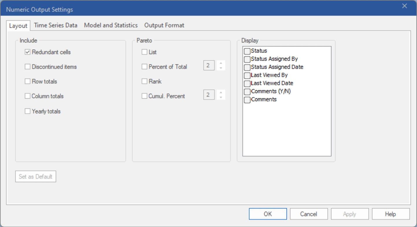 The Numeric Output View - Forecast Pro