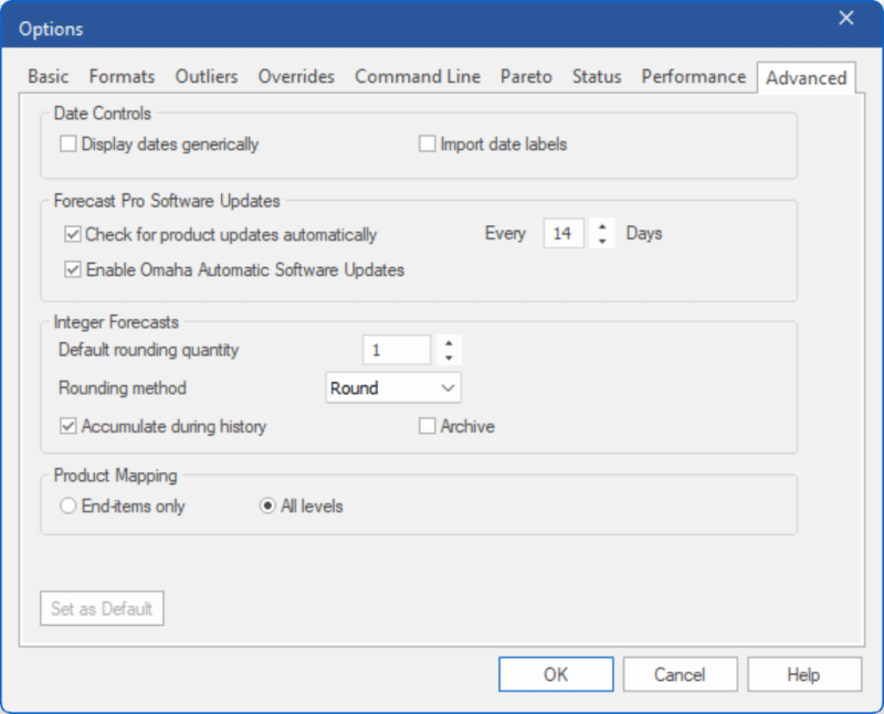 The Advanced Tab - Forecast Pro