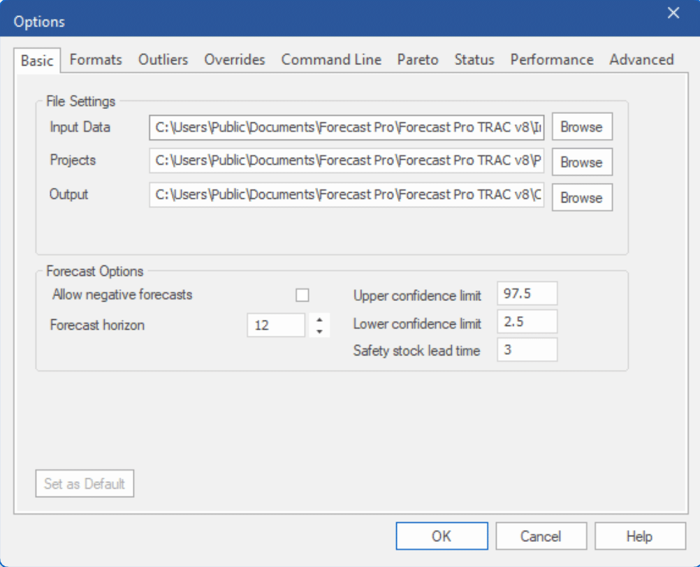 The Basics Tab - Forecast Pro