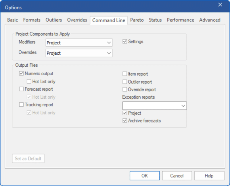 The Command Line Tab - Forecast Pro
