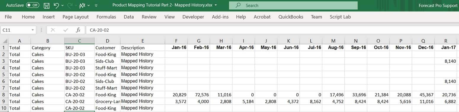 Mapping Files - Forecast Pro