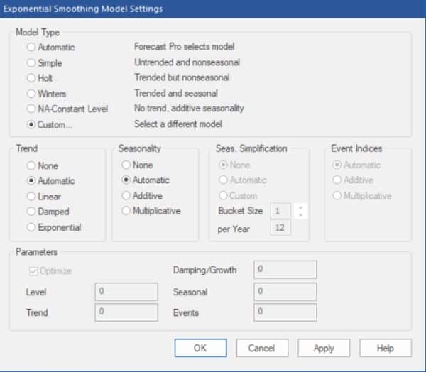 Exponential Smoothing - Forecast Pro