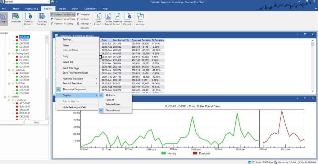 Working with Exception Reports - Forecast Pro