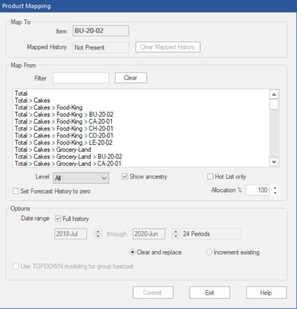 Creating Mapped History - Forecast Pro