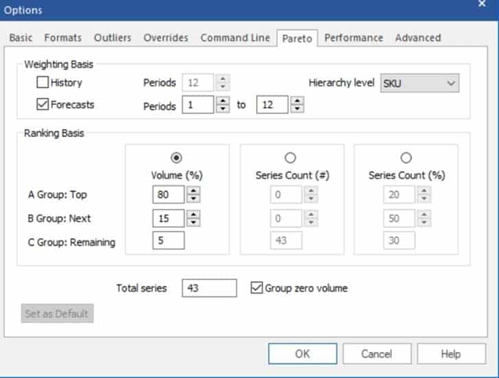 Defining Pareto Classifications Within Forecast Pro - Forecast Pro